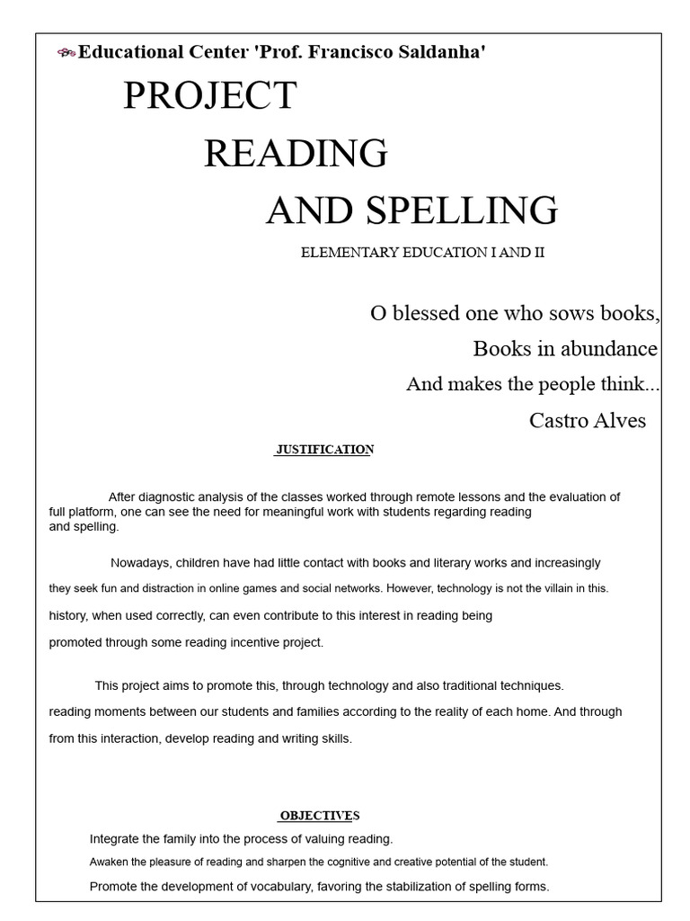 Reading and Spelling Project | PDF | Liberal Arts Education | Cognition