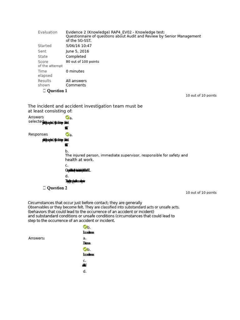 Audit Knowledge Test Results Summary | PDF | Business