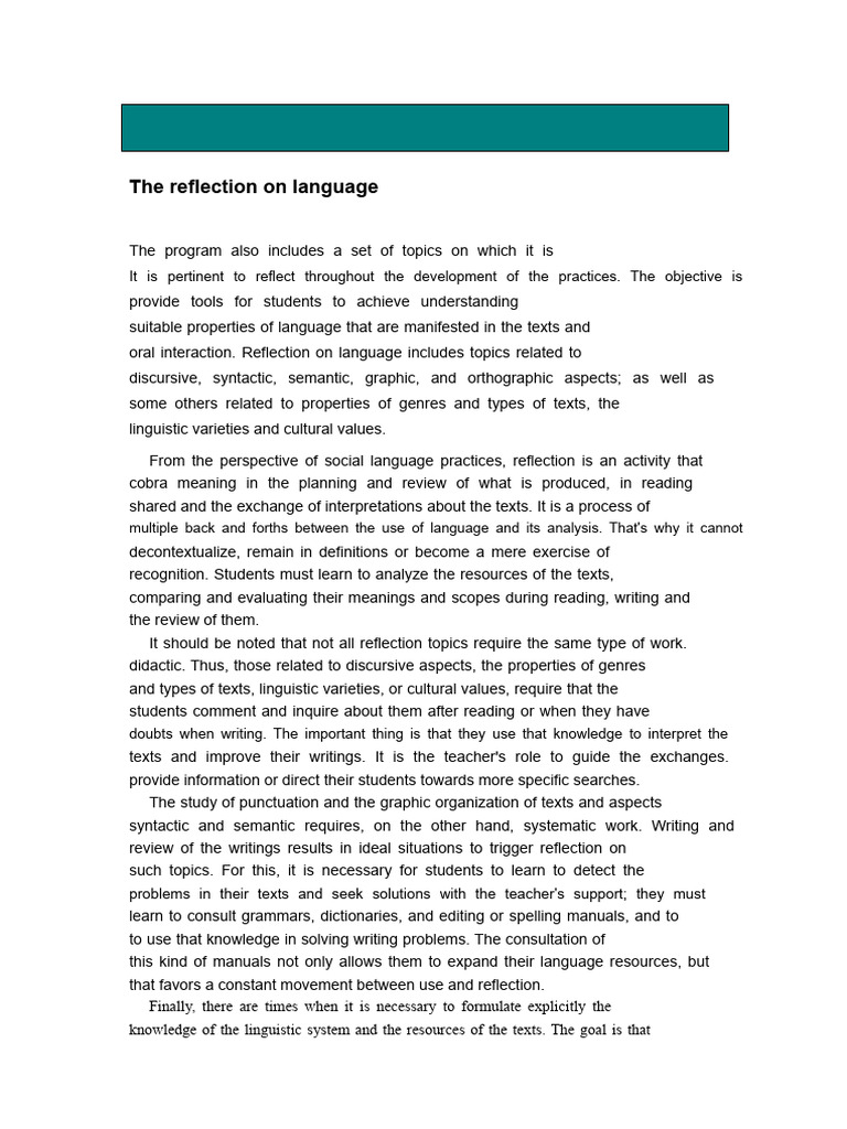 Reflection On Language | PDF | Semantics | Linguistics