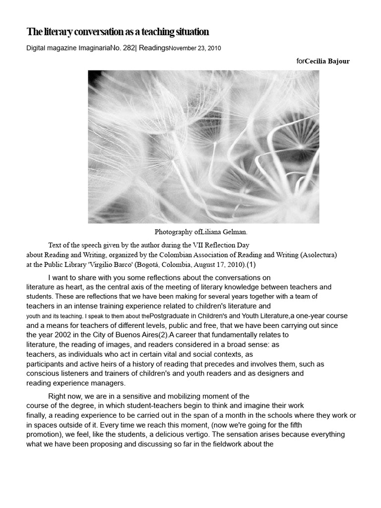 Literary Conversations in Education | PDF | Poetry | Narrative