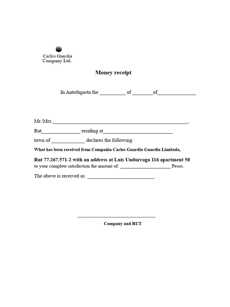 Money Receipt Format | PDF