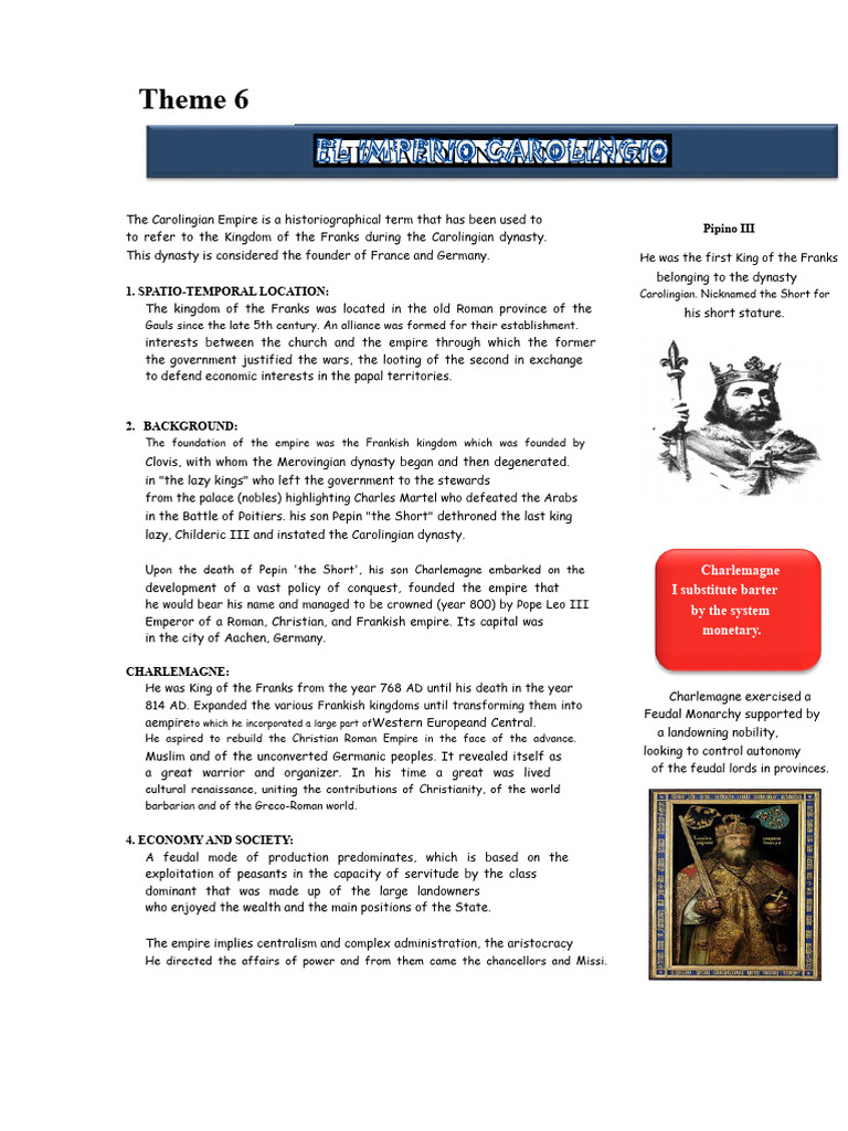 THEME 6 HISTORY Carolingian Empire | PDF | Franks | Charlemagne