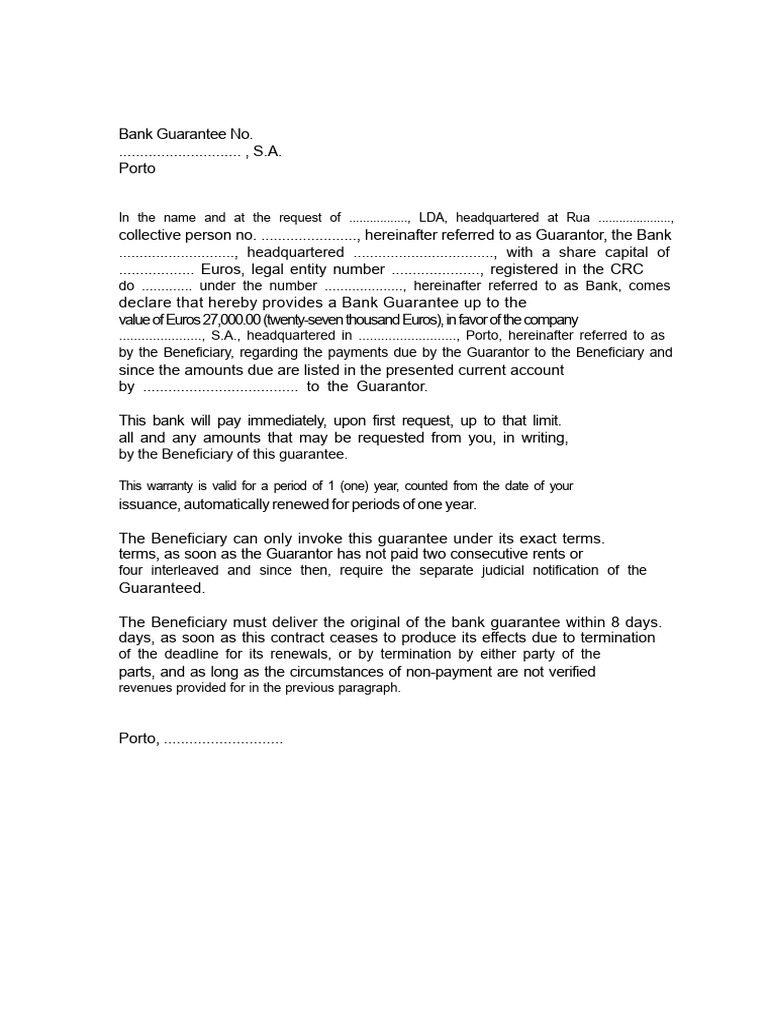 Bank Guarantee Draft | PDF