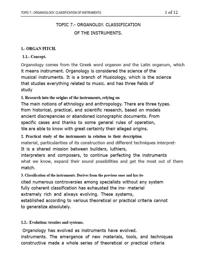 Theme 7 Secondary Organology Classification of Instruments PDF | PDF ...