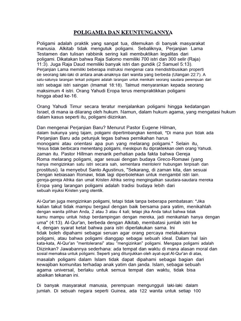 Poligami Dan Keuntungannya | PDF