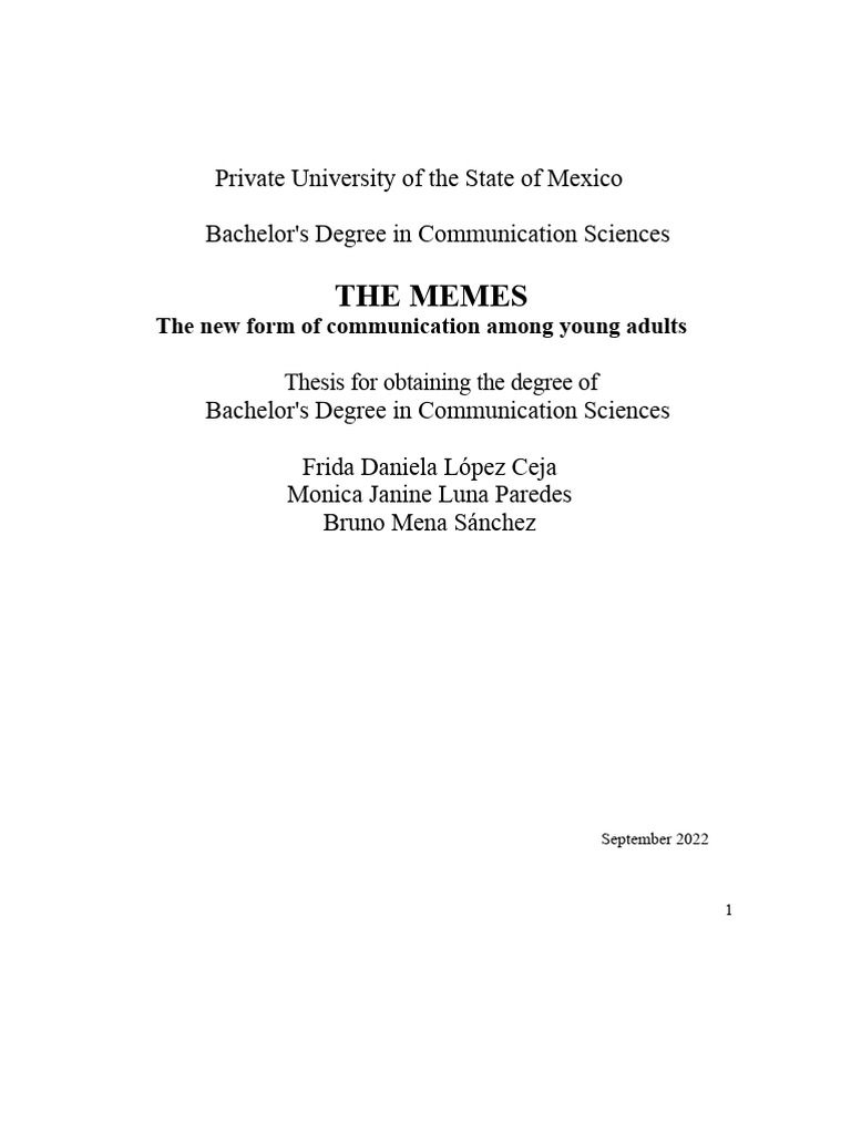 Thesis On Memes | PDF | Communication | Meme