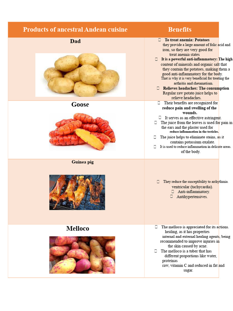 Products of Ancestral Andean Cuisine | PDF | Quinoa | Potato