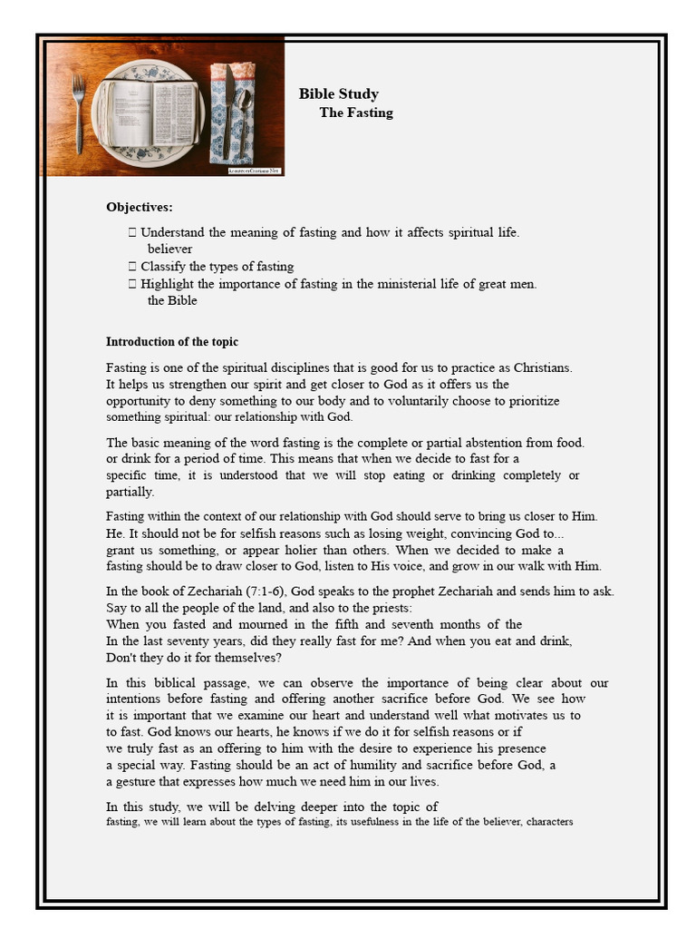 Understanding Fasting in Christianity | PDF | David | Prayer