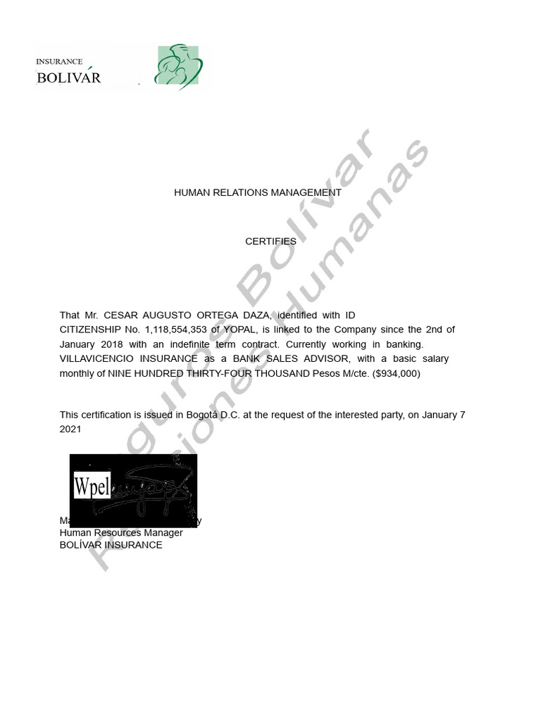 Employment Certificate | PDF