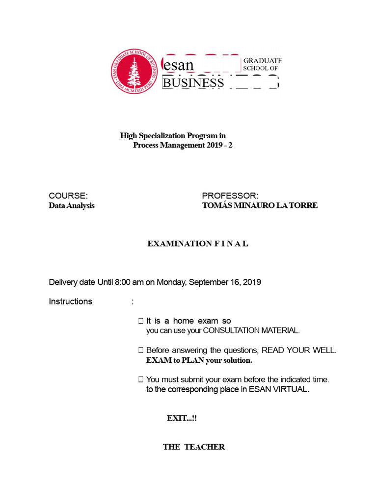 Final Exam: Data Analysis Strategies | PDF | Regression Analysis | Data ...