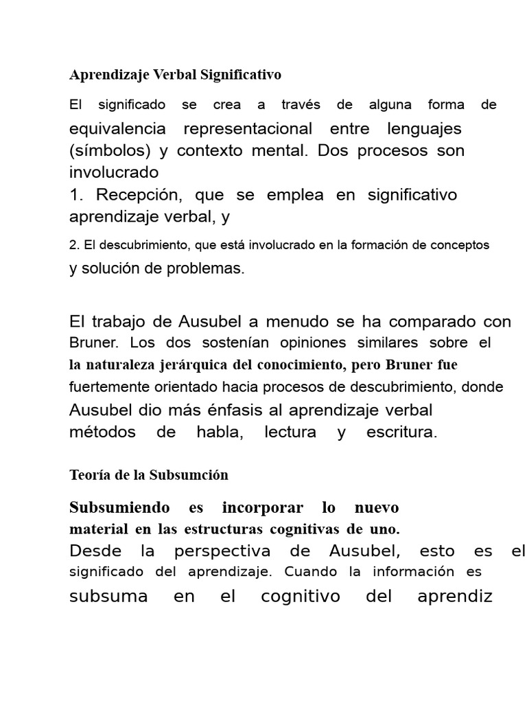 Teoría de la Subsumción en Aprendizaje | PDF | Aprendizaje | Cognición