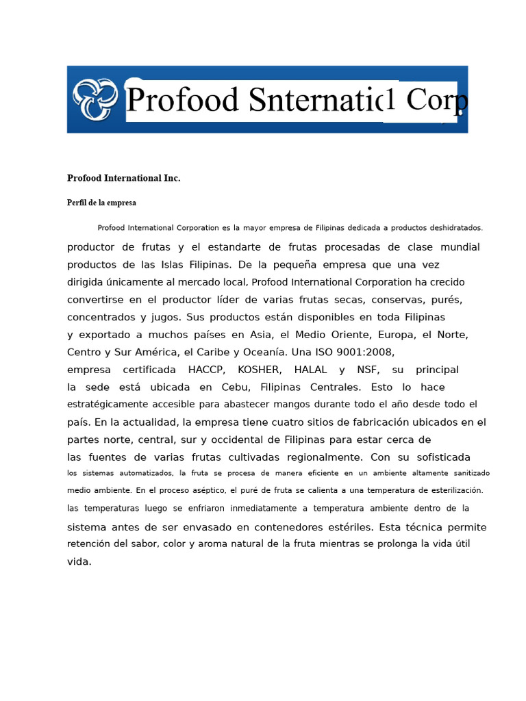 2 Profood | PDF | Calidad (comercial) | Mango