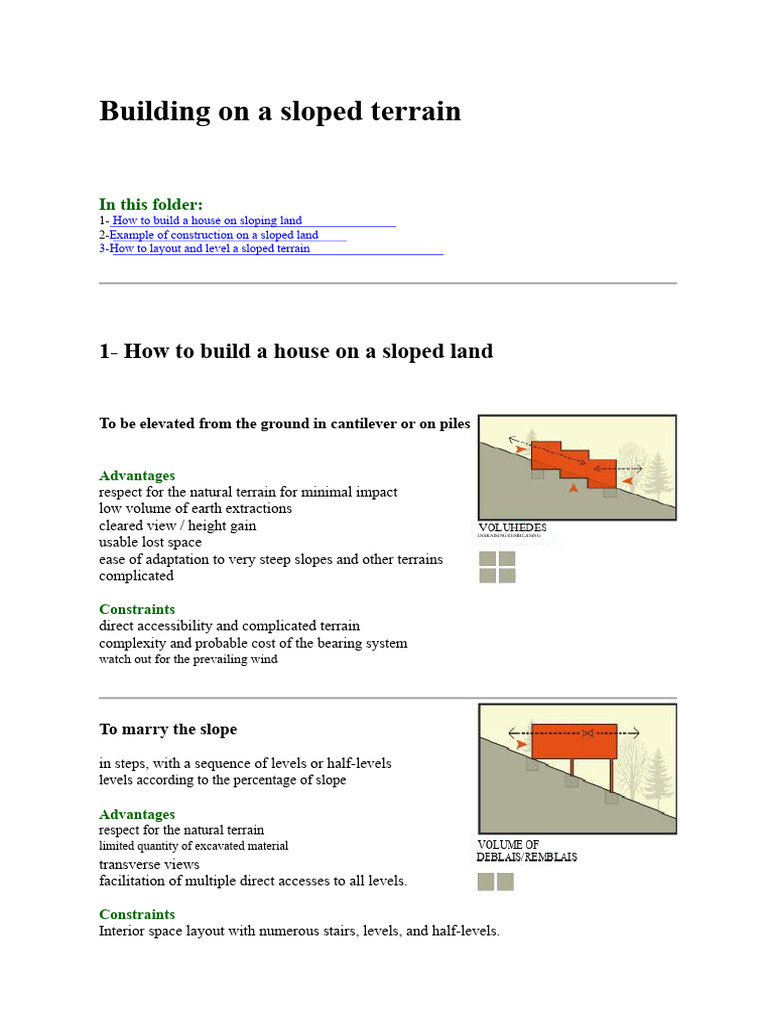 Building on Sloped Land: Key Insights | PDF | Concrete | Foundation ...