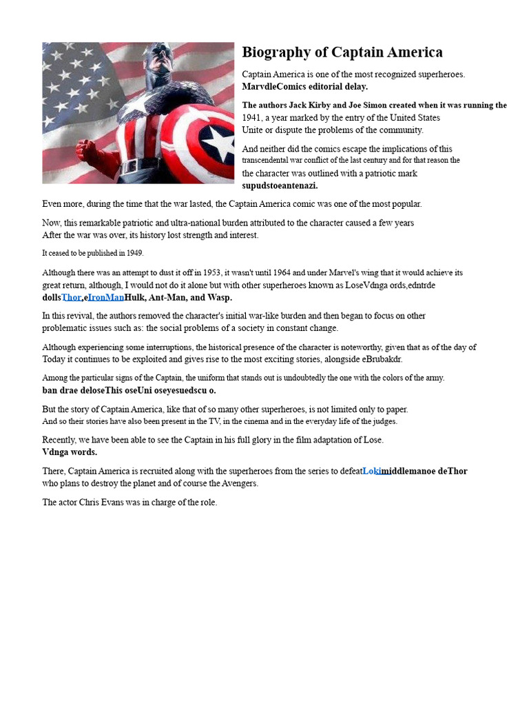 Captain America: A Superhero Biography | PDF | Superheroes | Comics ...