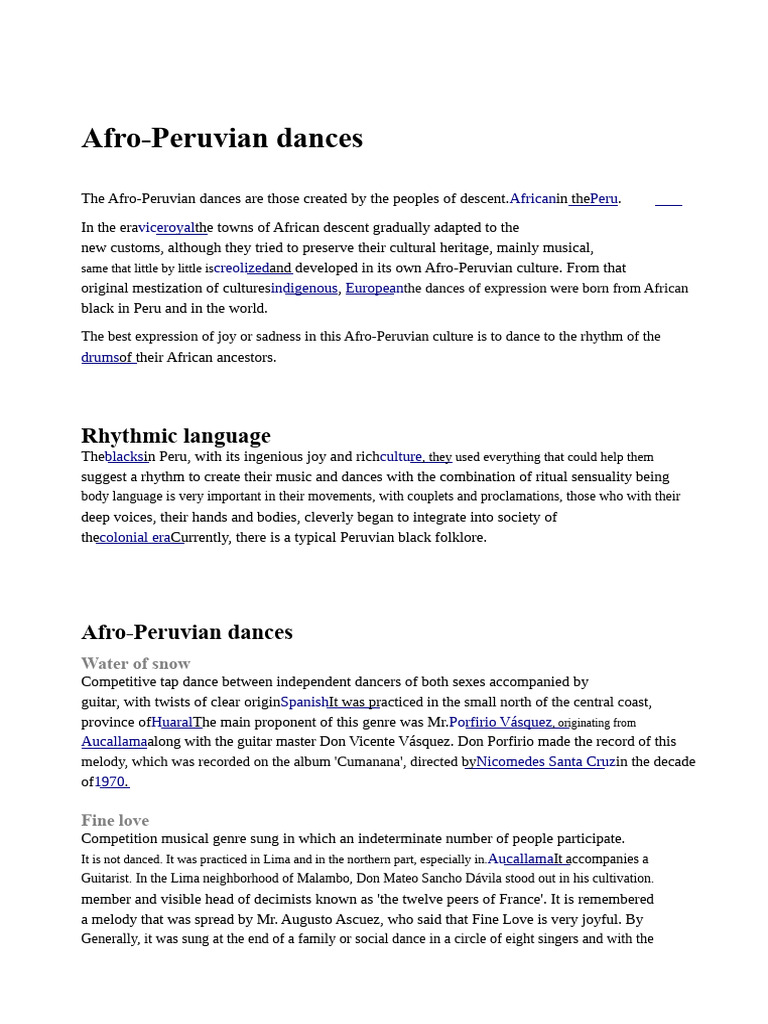 Afro-Peruvian Dances | PDF | Dances | Performing Arts