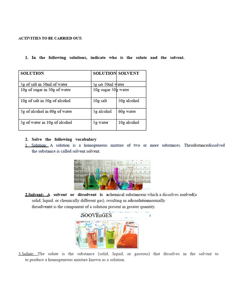Chemical Solutions | PDF | Solubility | Chemistry