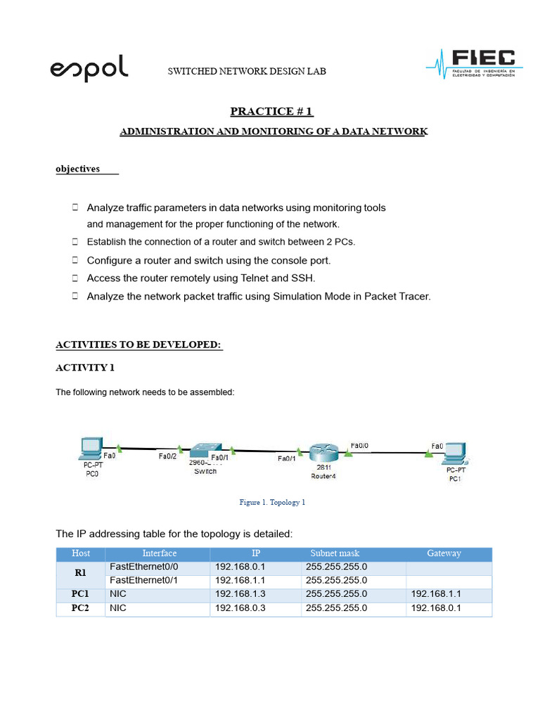 Practice 3: Administration and Monitoring of A Data Network | PDF | Computer Network | Router ...