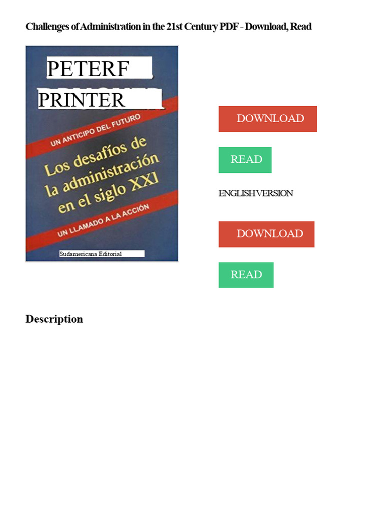 The Challenges of Management in The 21st Century - Peter Drucker | PDF ...