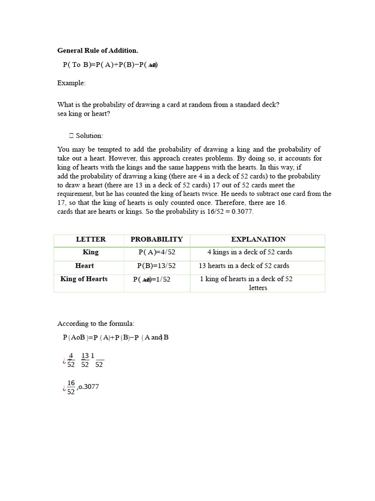 Probability Addition Rule Explained | PDF | Probability