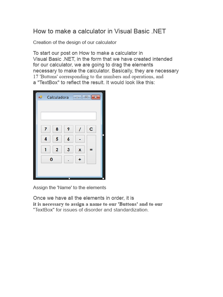 How To Make A Calculator in Visual Basic | PDF | Computing | Software ...