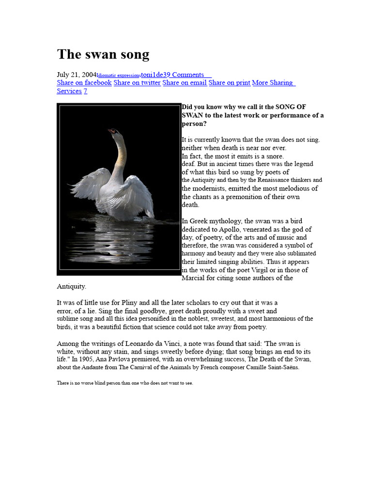 Meaning of "Swan Song" Explained | PDF