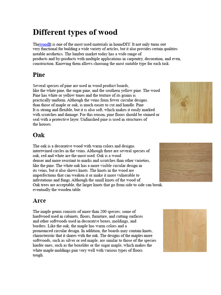 Types of Wood for Home Projects | PDF | Wood | Furniture
