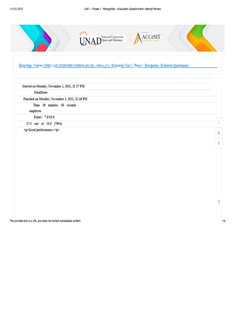 Unit 1 - Phase 1 - Recognition - Assessment Questionnaire - Review of ...