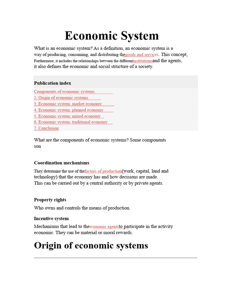 Overview of Economic Systems Explained | PDF | Economic System | Market ...