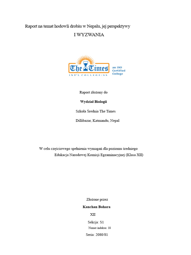 Raport o Hodowli Drobiu - Finalny XII S1-1 | PDF