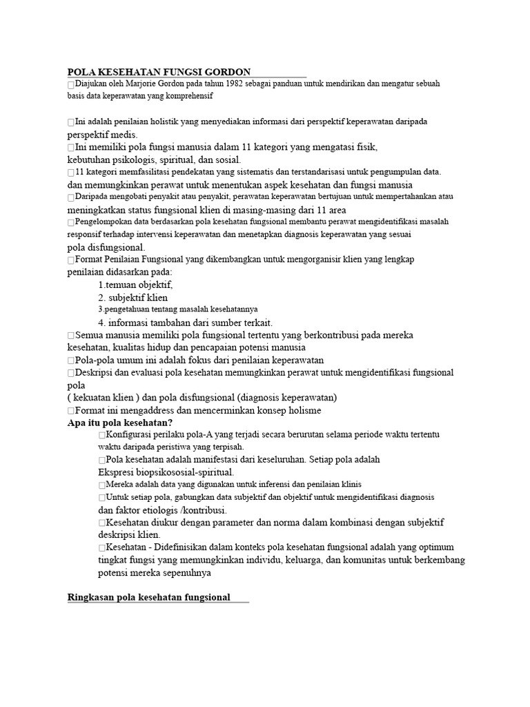 Polanya Kesehatan Fungsional Gordon | PDF