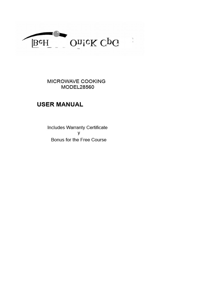 BGH Quick Chef Microwave Manual | PDF | Cooking | Cookware And Bakeware