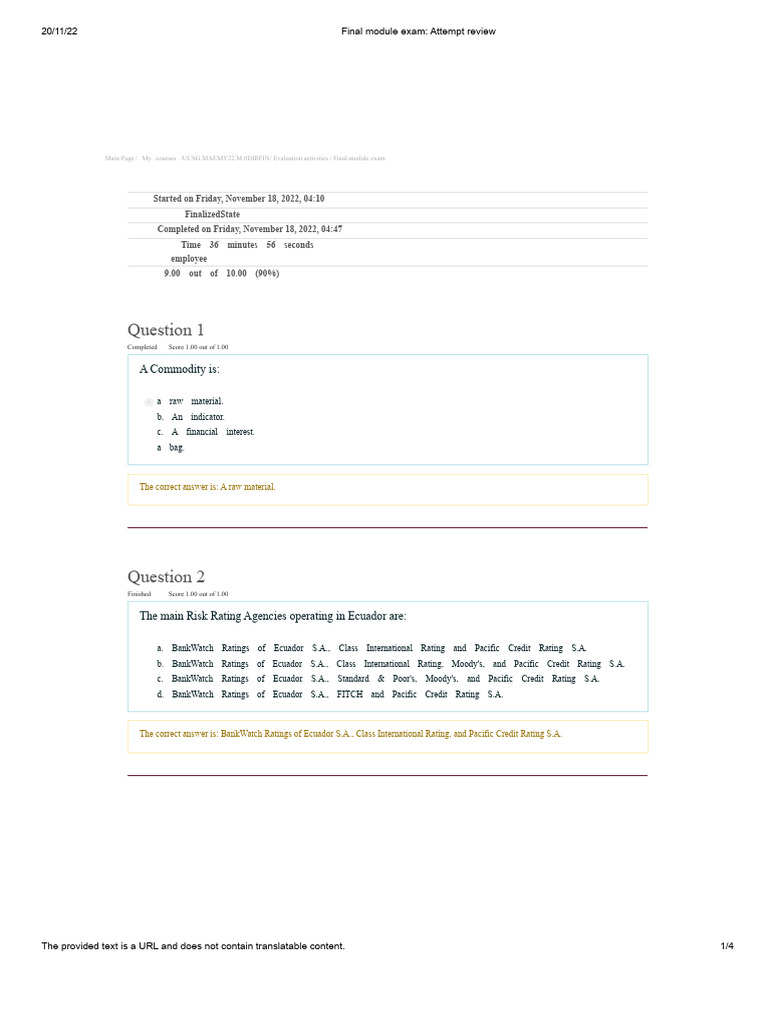 Final Module Exam Attempt Review | PDF | Credit Rating | Investing
