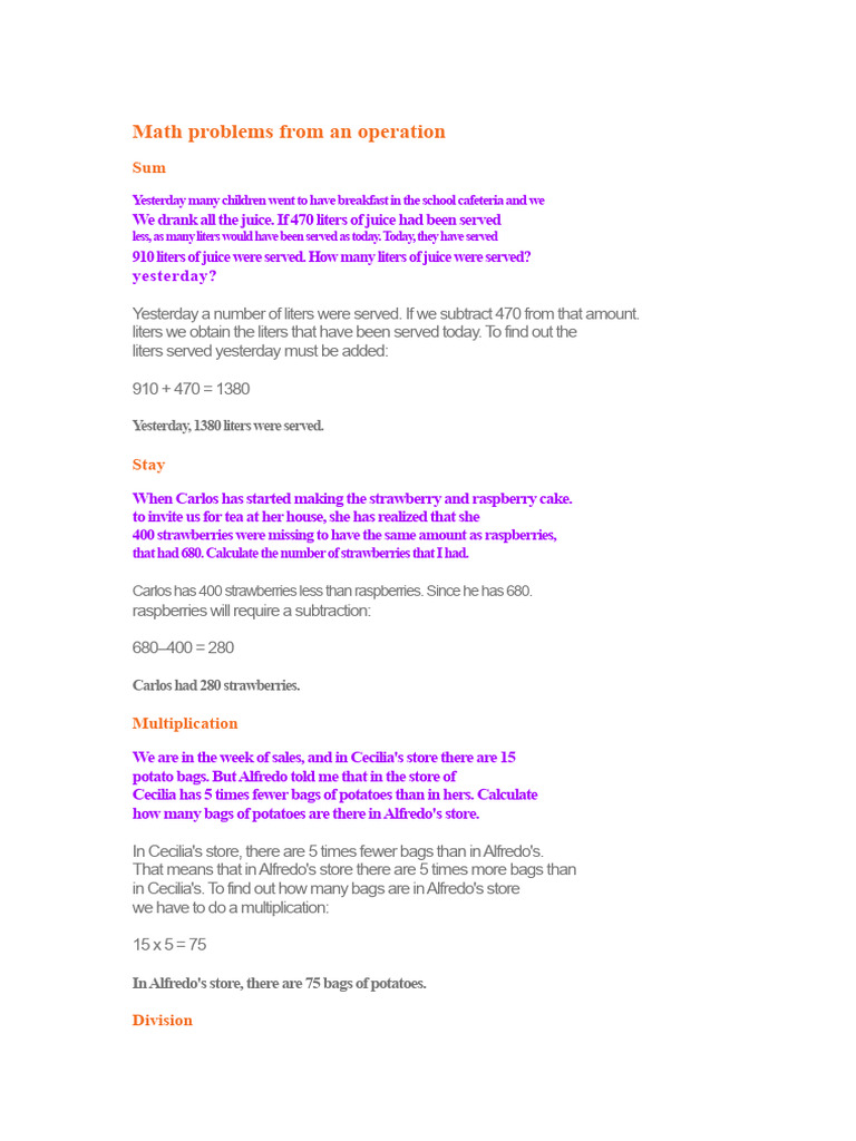 Fourth Grade Math Problem Solutions | PDF