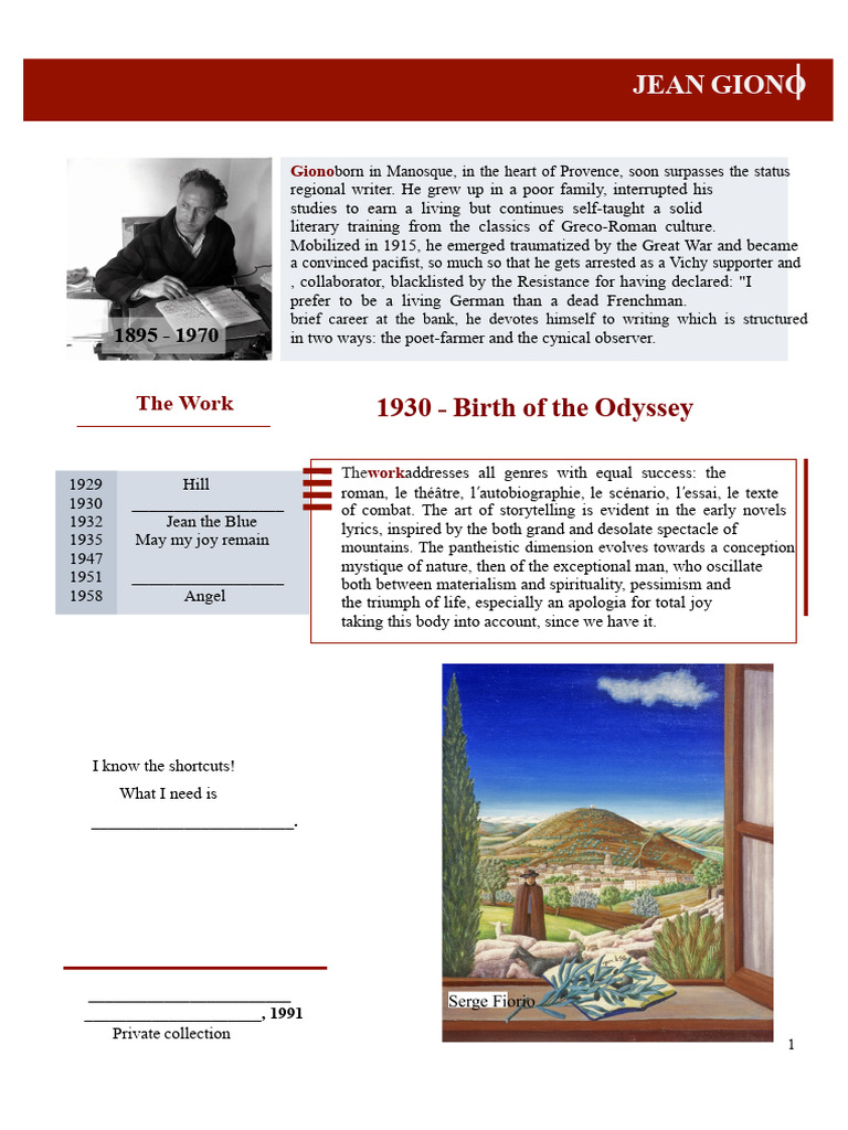 Jean Giono: Life and Literary Legacy | PDF | Odyssey | Odysseus