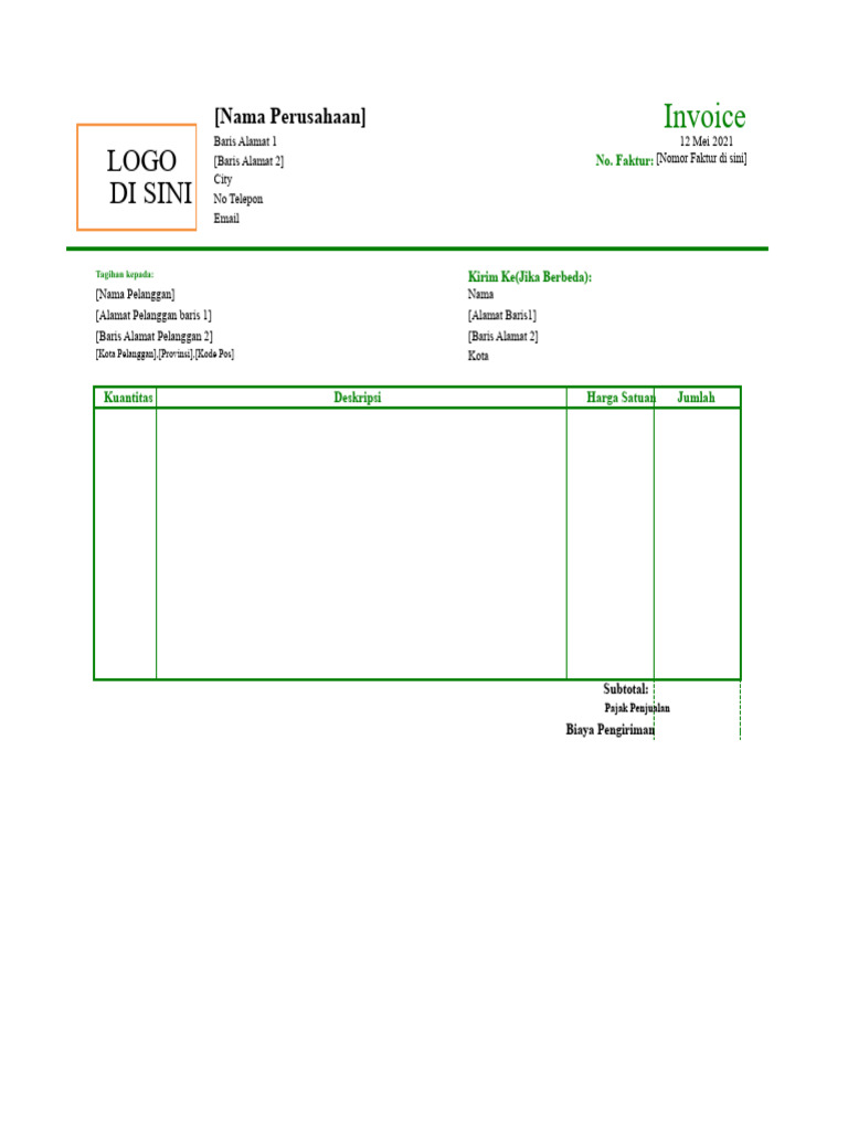Format Faktur Pembelian Sample Dasar | PDF