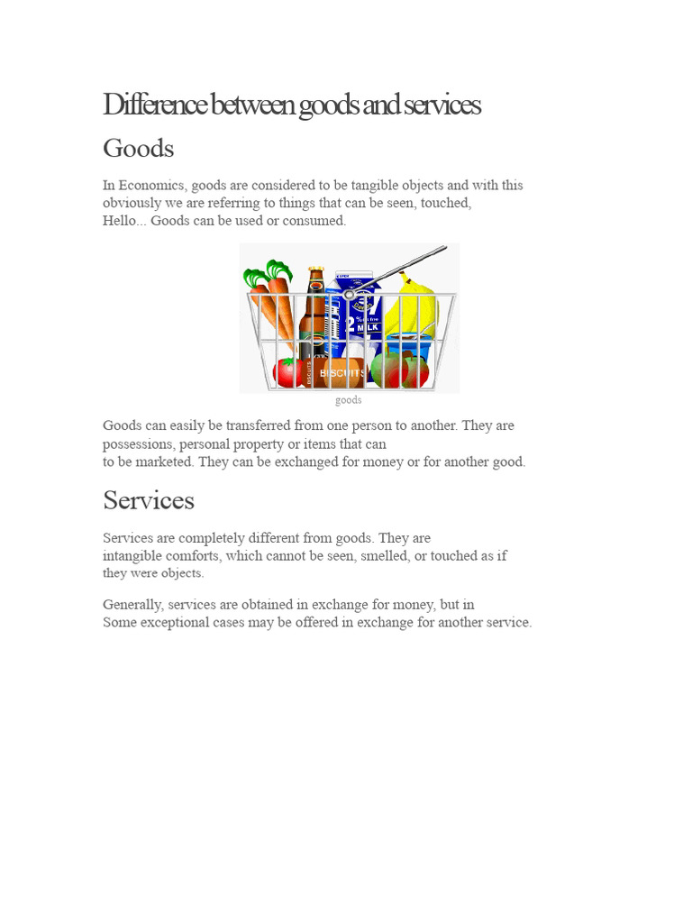 Difference Between Goods and Services | PDF | Goods | Redistribution Of ...
