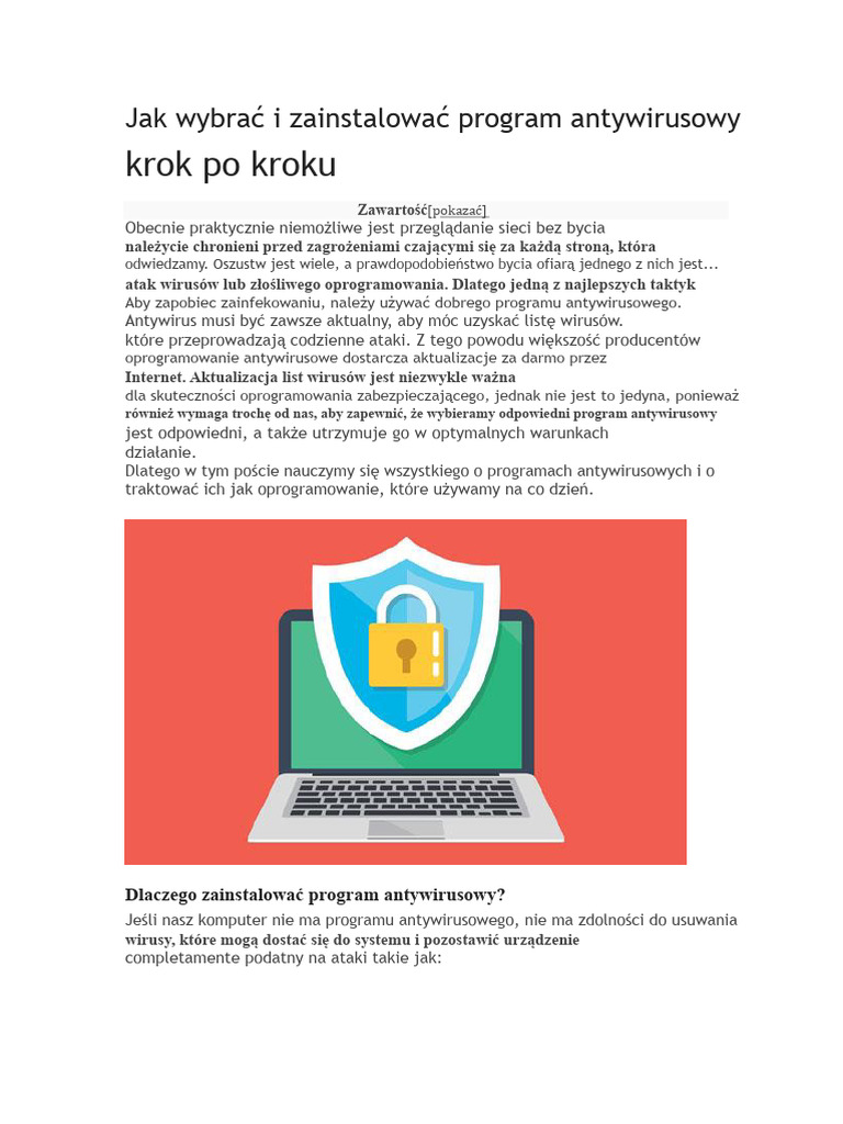 Jak Wybrać I Zainstalować Program Antywirusowy Krok Po Kroku | PDF