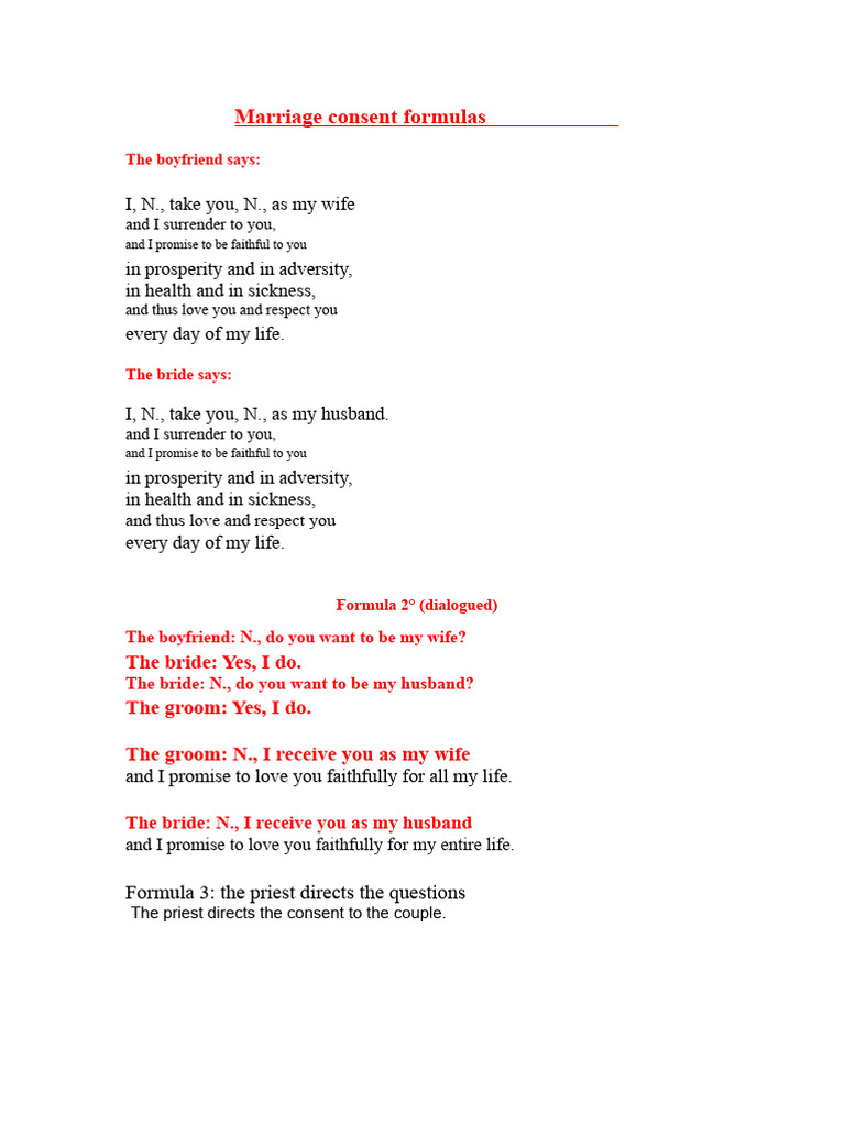 Marriage Consent Ceremony Scripts | PDF