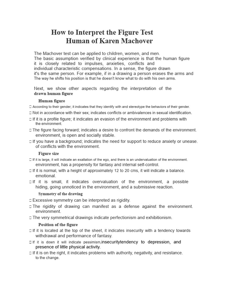 Interpreting the Machover Figure Test | PDF | Narcissism | Aggression