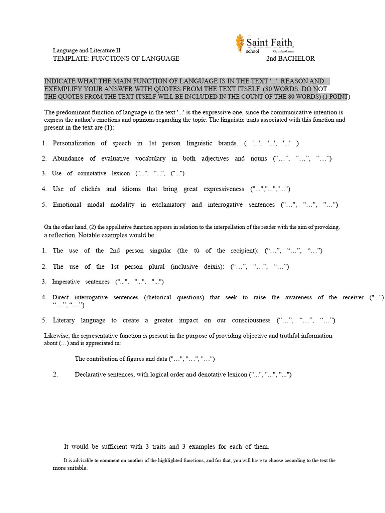Template PAU - Language Functions | PDF