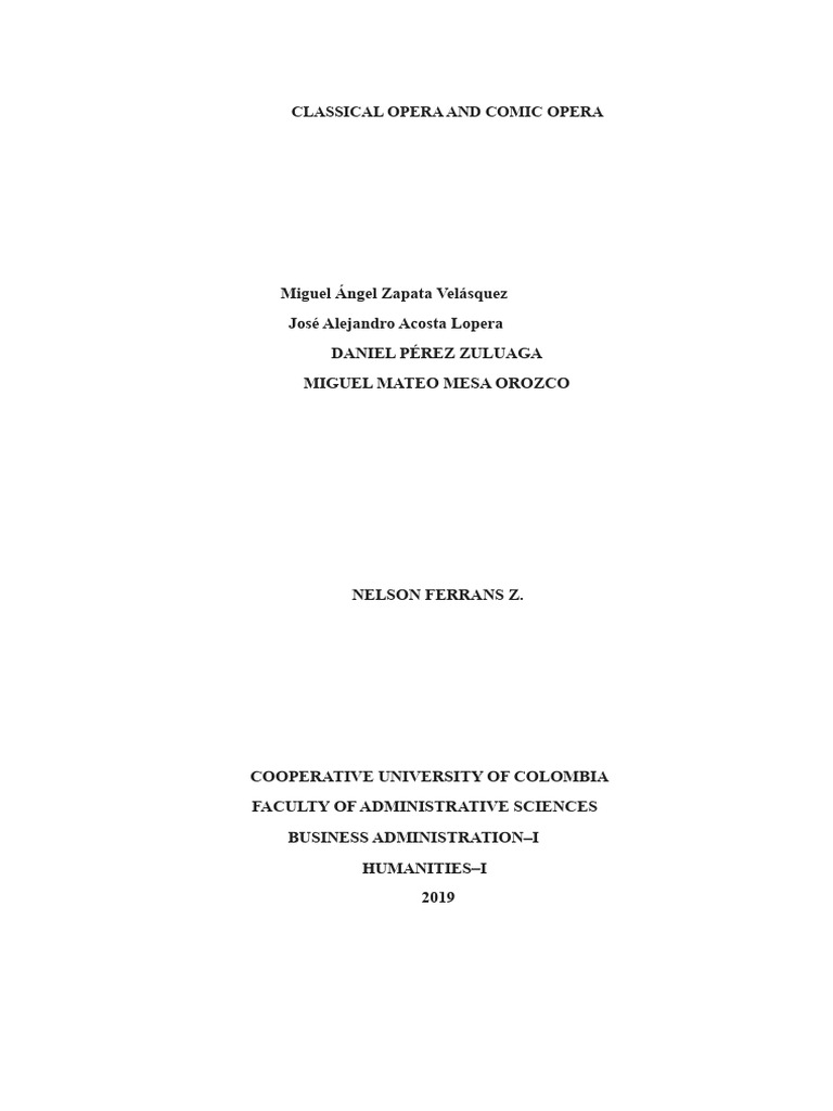 Classical vs. Comic Opera Explained | PDF | Opera | Performing Arts