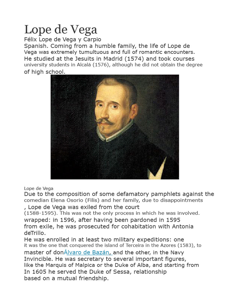 Lope de Vega Biography | PDF | Writing