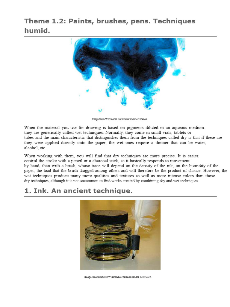 Wet Drawing Techniques: Ink and Brushes | PDF | Ink