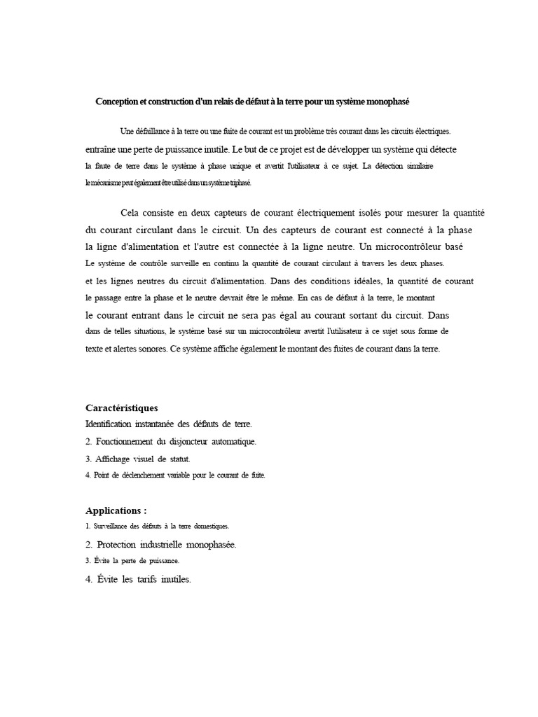 Relais de Détection de Défaut à la Terre | PDF