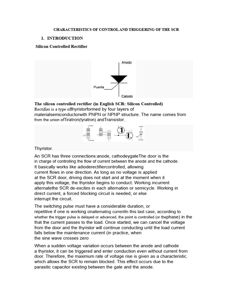 Characteristics of Control and Triggering of The SCR | PDF | Electronic ...