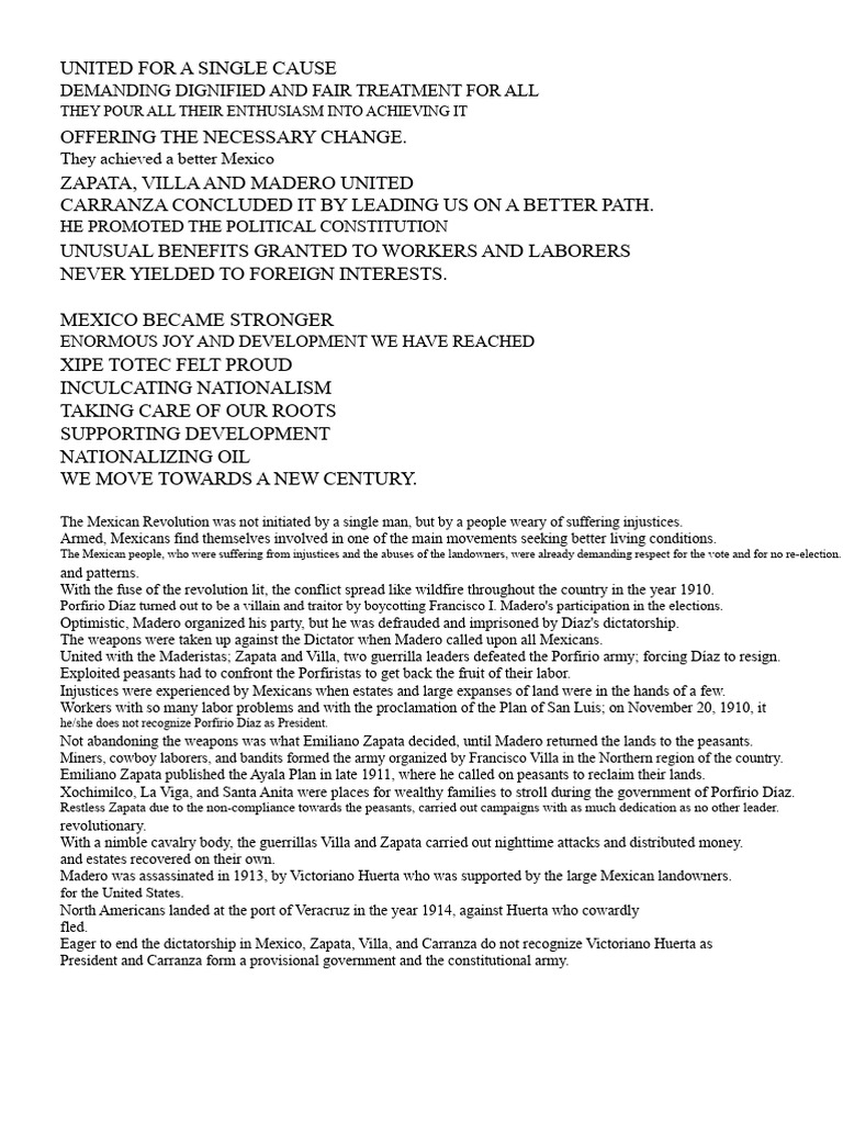 Acrostic of The Mexican Revolution | PDF | Mexican Revolution | Mexico