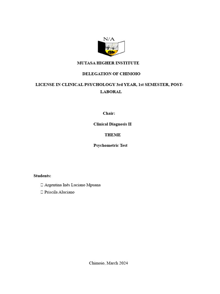 Psychometric Test | PDF | Psychometrics | Psychological Concepts