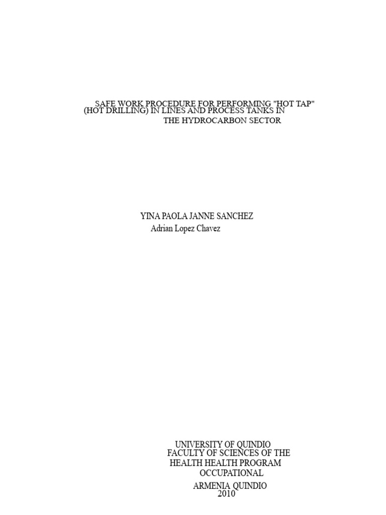 Safe Work Procedure For Performing Hot Tap | PDF | Pipe (Fluid ...