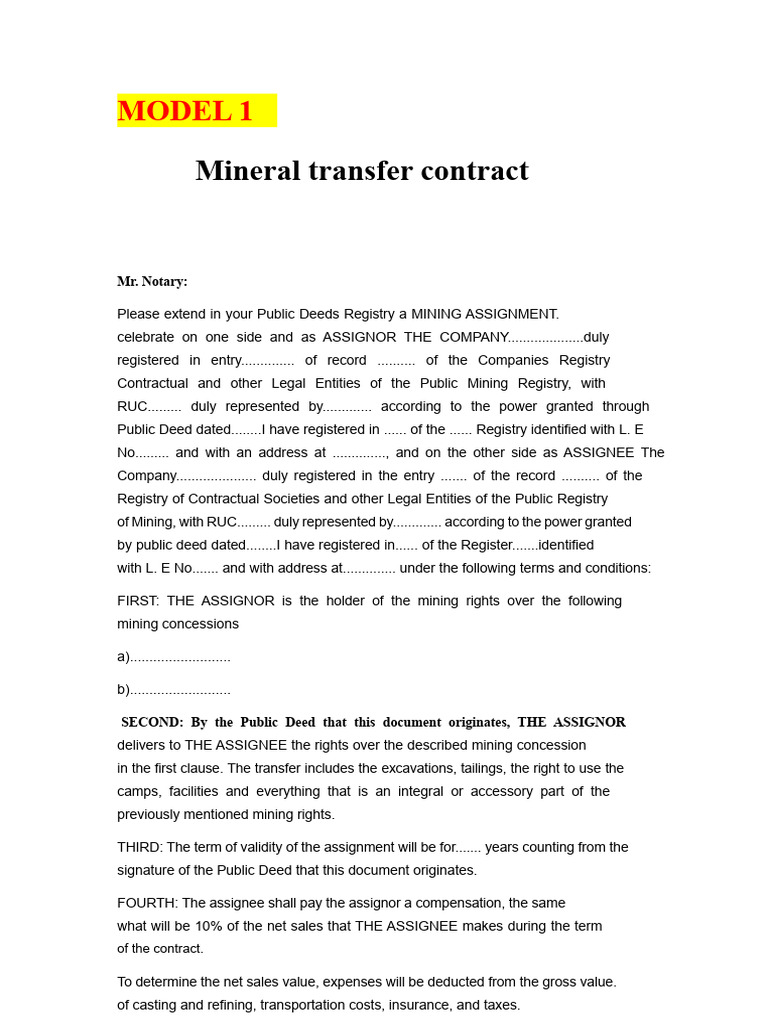 Mining Contracts | PDF | Assignment (Law) | Mining