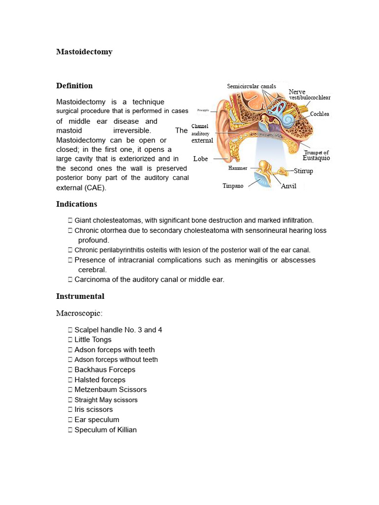 Comprehensive Guide to Mastoidectomy | PDF | Surgical Suture | Ear